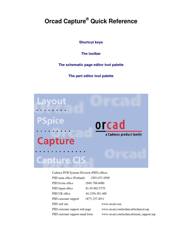 Orcad Capture Quick Reference: Shortcut Keys | PDF | Menu (Computing) | Adobe Photoshop