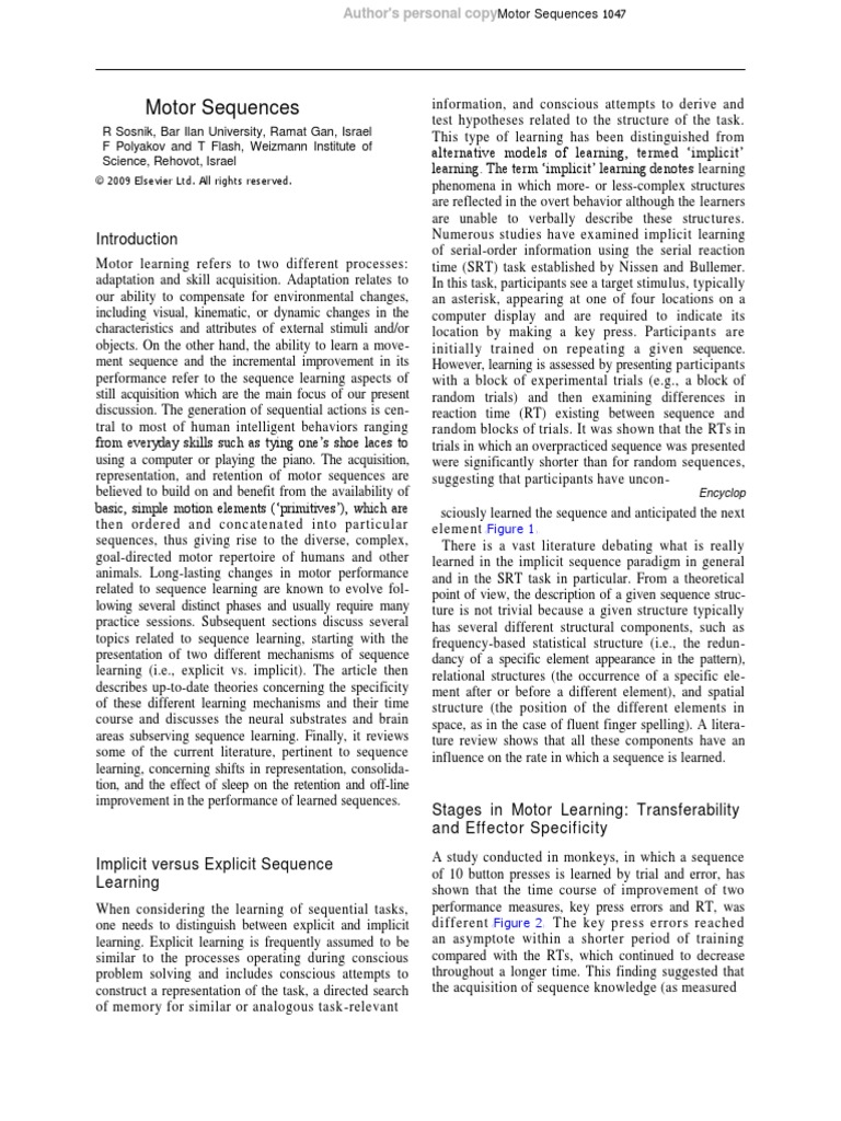 Sosnik Et Al Motor Sequences | PDF | Cerebral Cortex | Memory