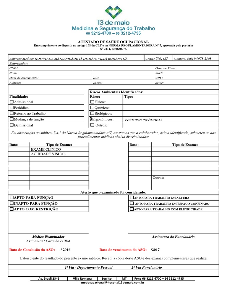 ASO MODELO.docx | Ciências da Saúde | Bem-estar