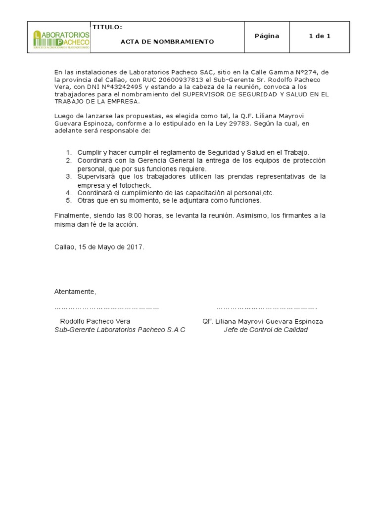 Acta de Nombramiento | PDF | Gobierno