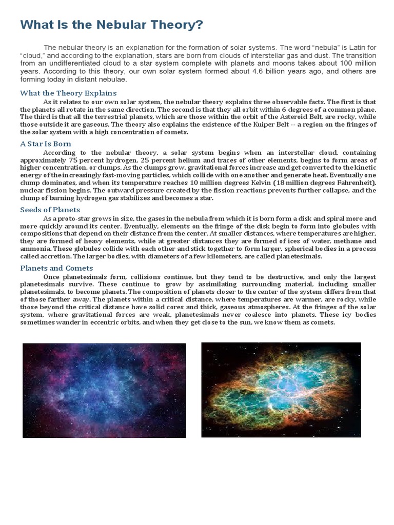 Nebular Theory | PDF | Formation And Evolution Of The Solar System ... Nebular Theory | PDF | Formation And Evolution Of The Solar System ...