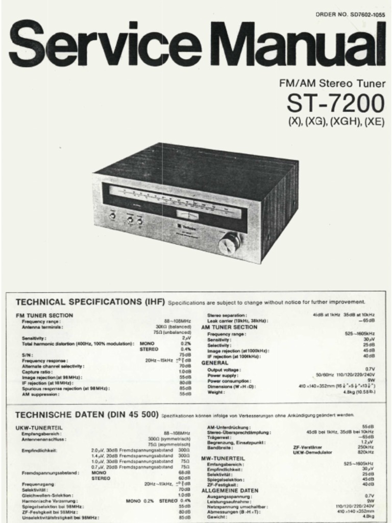 Hfe Technics St-7200 Service en | PDF