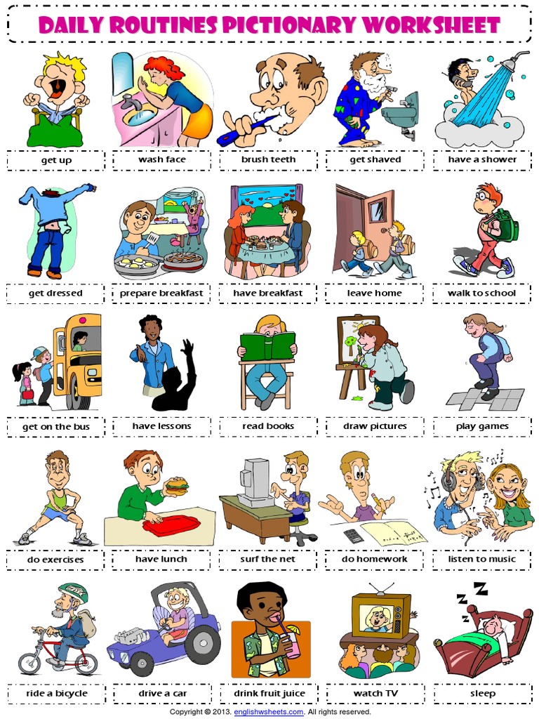 Daily Routines Poster Vocabulary 25-04 PDF | PDF | Language Arts ...