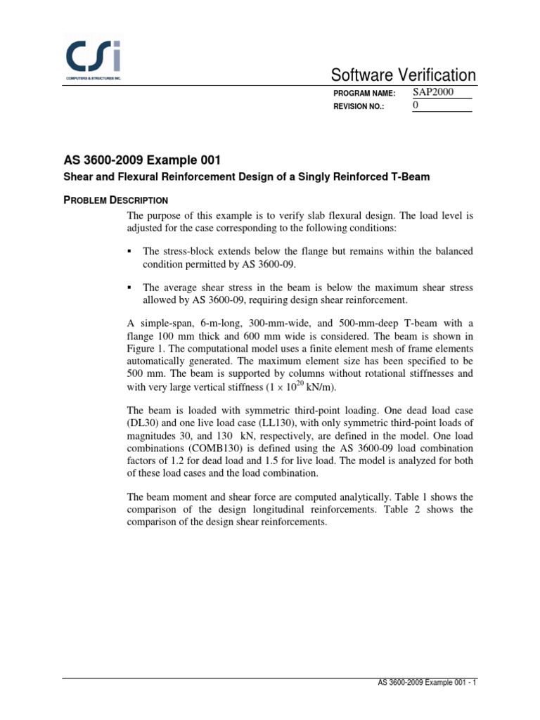 AS 3600-2009 Ex001 | PDF | Beam (Structure) | Strength Of Materials