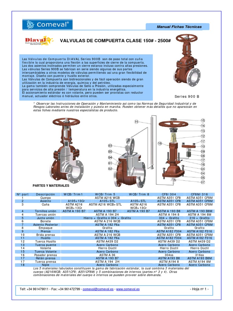 Ficha Téc. Válvulas Compuerta | PDF | Ingeniería mecánica | Science