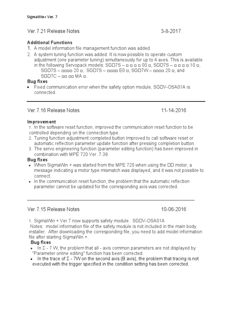 SigmaWin+ Ver.7.21 Release Notes | PDF | Software Bug | Computer ...