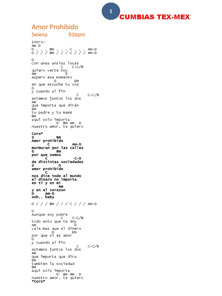 Letras Cumbias Tex-Mex | PDF | Amor | Ocio