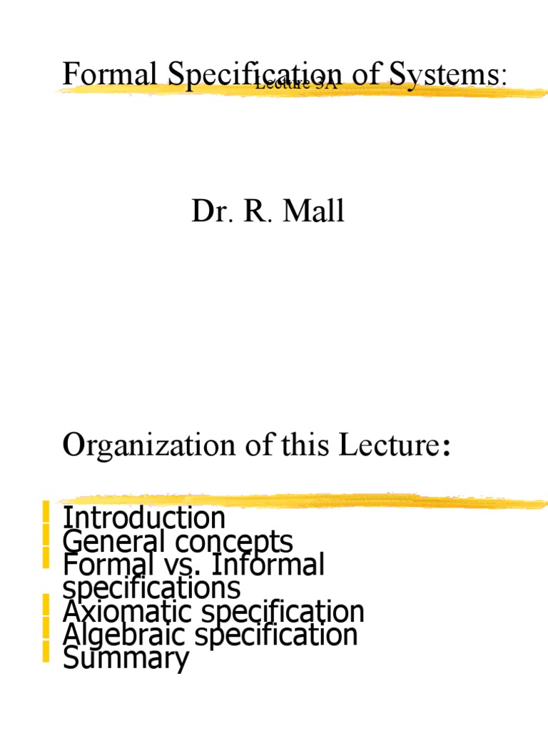 Formal Specification of Systems:: Lecture 3A | Download Free PDF ...