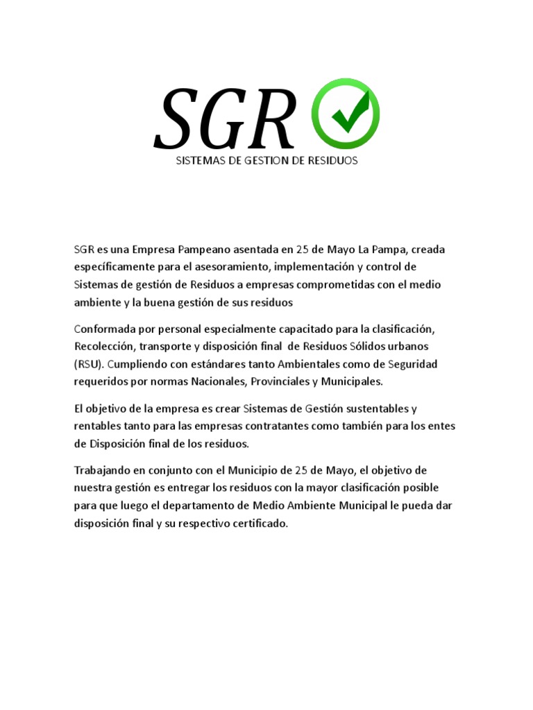 SGR | PDF | Gestión de residuos | Residuos