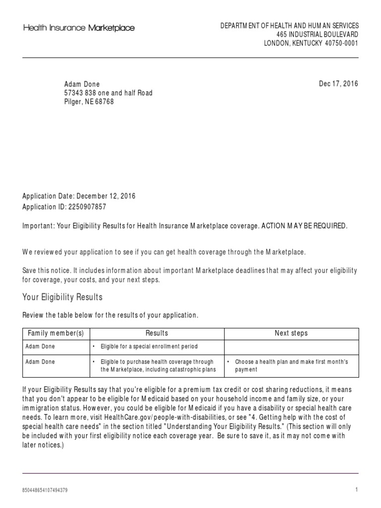 Your Eligibility Results: Family Member(s) Results Next Steps | PDF ...