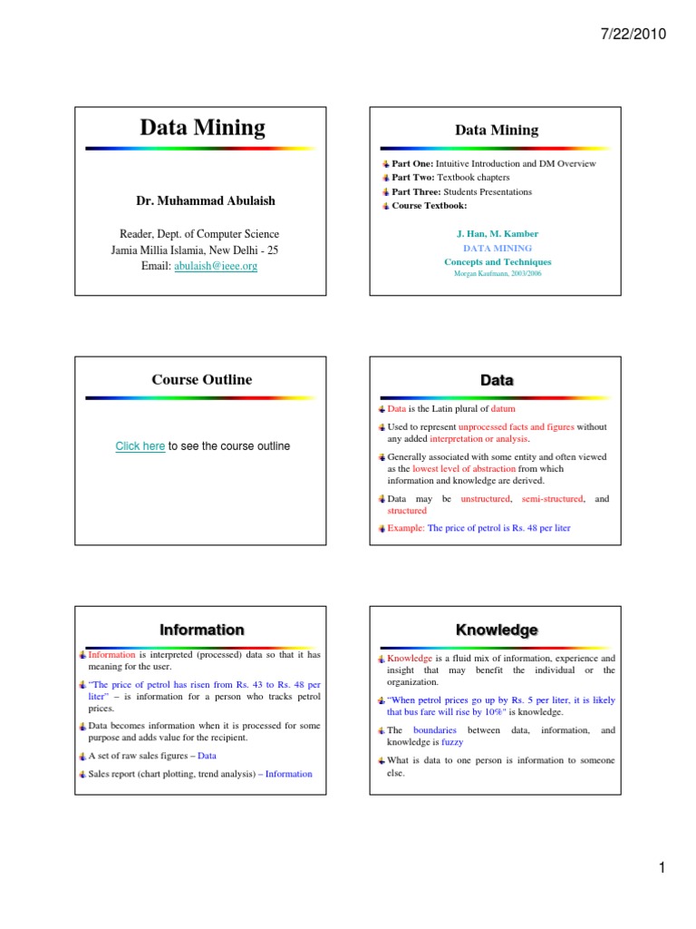 LectureSlide 1 | PDF | Data Mining | Statistical Classification