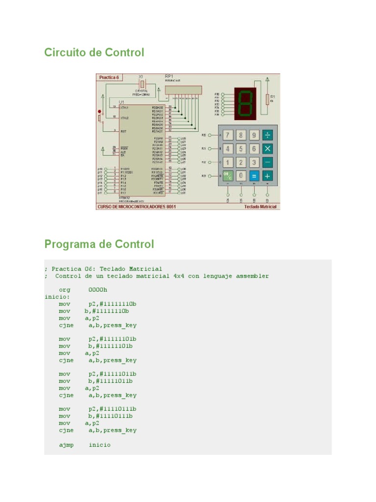 Circuito de Control Teclado Con 8051 | PDF