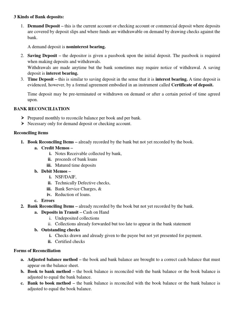 Bank Reconciliation | PDF | Deposit Account | Deferral