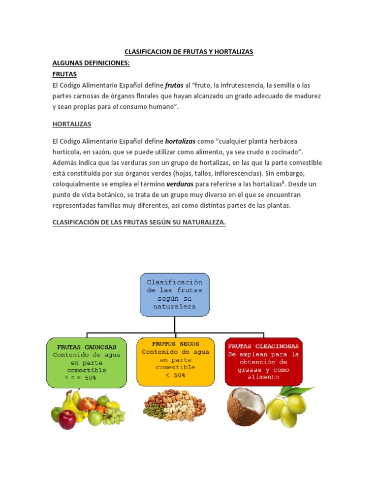 Clasificacion de Frutas y Hortalizas | PDF | Etnobotánica | Plantas ...