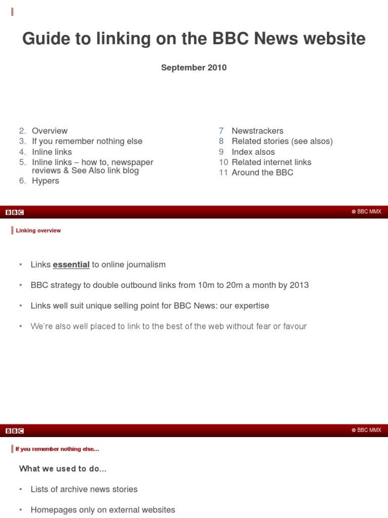 Guide To Linking On The BBC News Website: September 2010 | PDF | Blog | Bbc