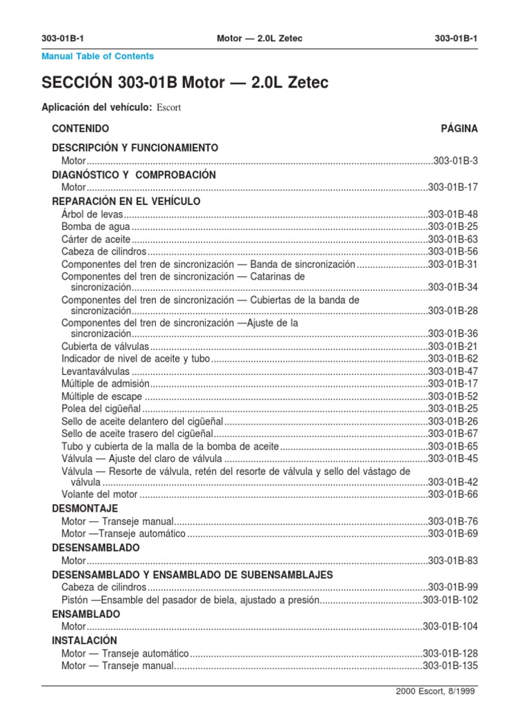 Motor Zetec 2.0 | PDF | Engranaje | Pistón