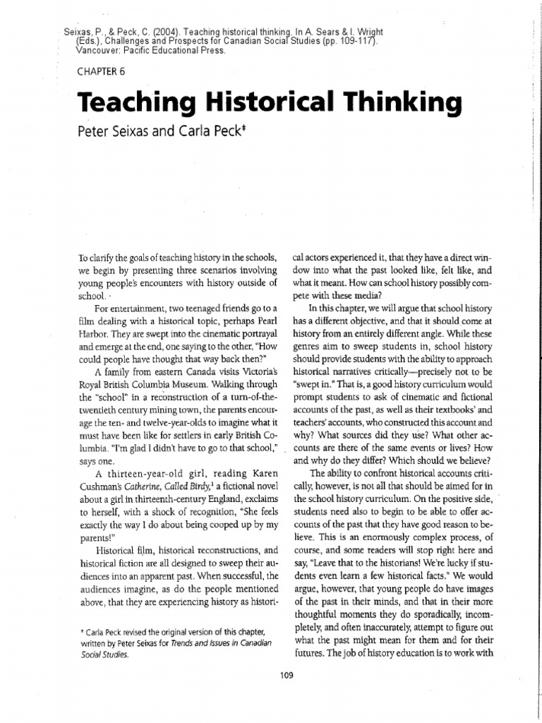 Seixas, Peter. Teaching Historical Thinking | PDF | Empathy | Epistemology
