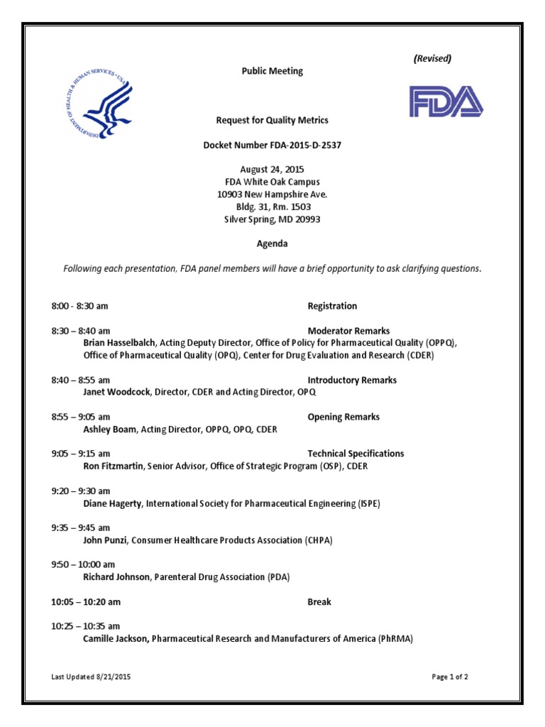 Request For Quality Metrics Agenda Revised 8-21-15 | Download Free PDF ...