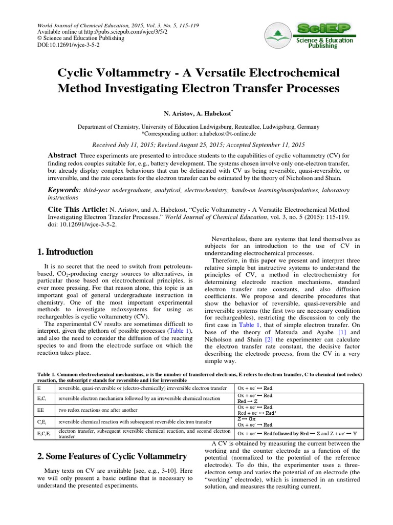 Cyclic Voltammetry - A Versatile Electrochemical | PDF ...
