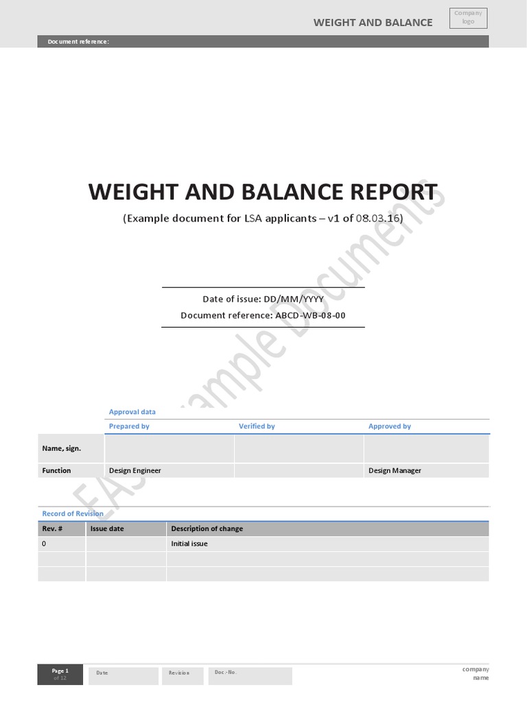 LSA Weight and Balance Report | PDF | Aviation | Industries