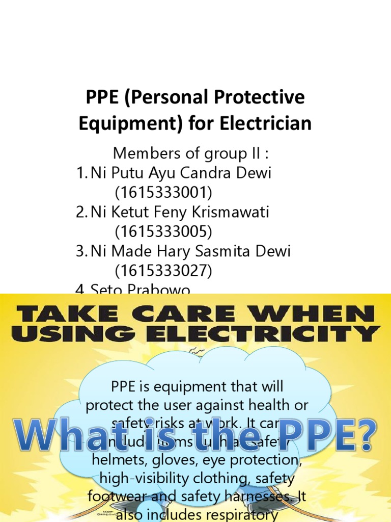 PPE (Personal Protective Equipment) for Electrician.pptx | Personal ...