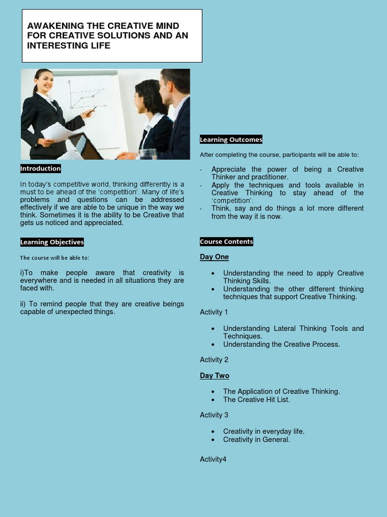 Creative Thinking Training 1 | PDF | Creativity | Thought