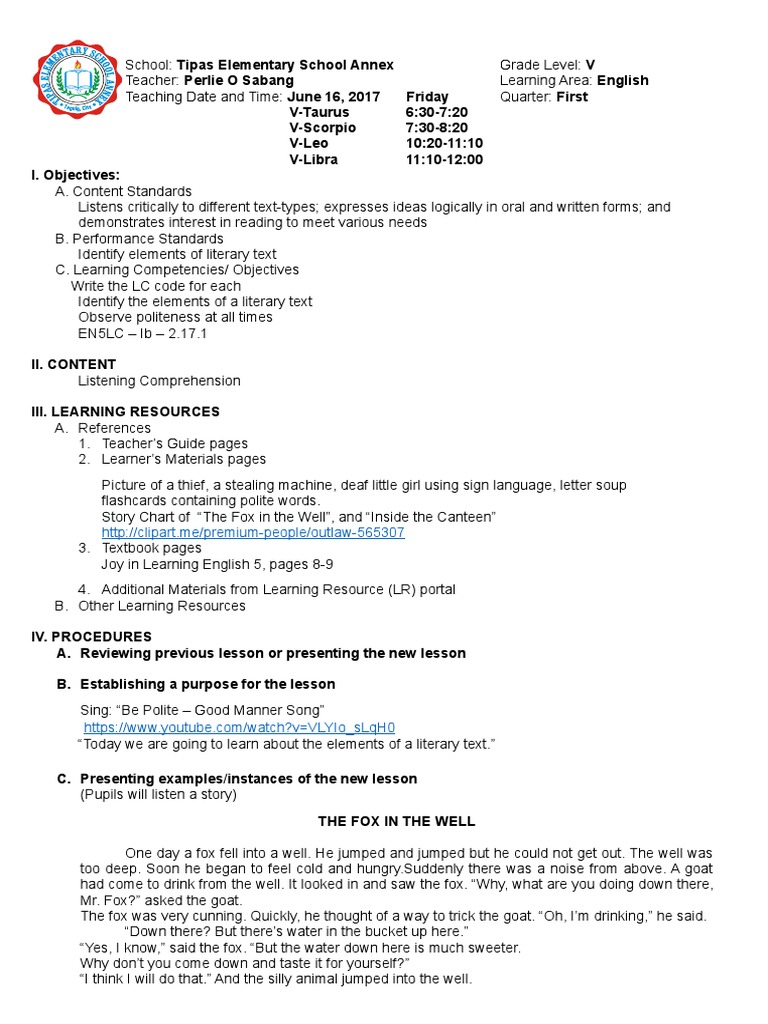 Elements of Literary Text for Grade 5 | PDF | Plot (Narrative ...