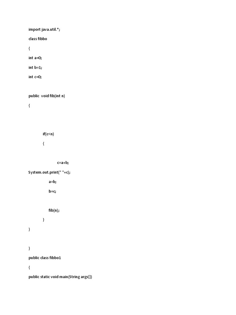 Fibonacci Series in Java Code | PDF | Teaching Methods & Materials ...