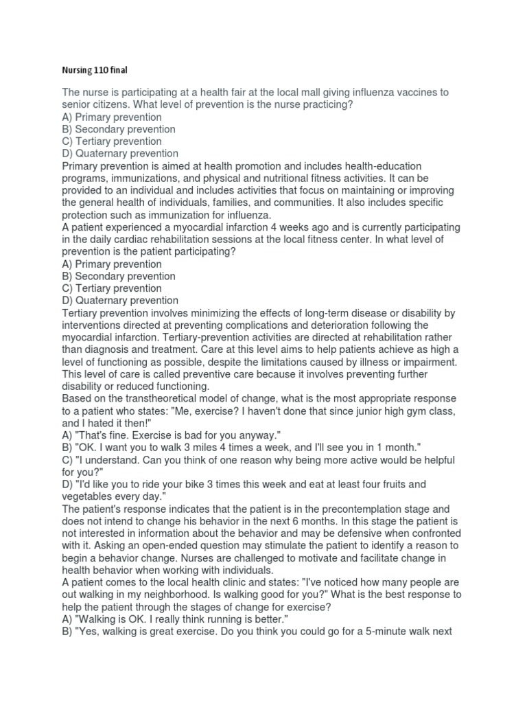 Nursing 110 Final | PDF | Preventive Healthcare | Alternative Medicine