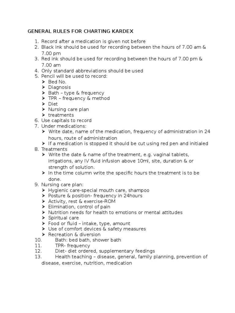General Rules For Charting | PDF