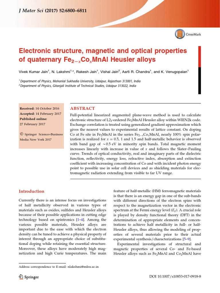 Electronic Structure, Magnetic and Optical Properties of Quaternary Fe ...
