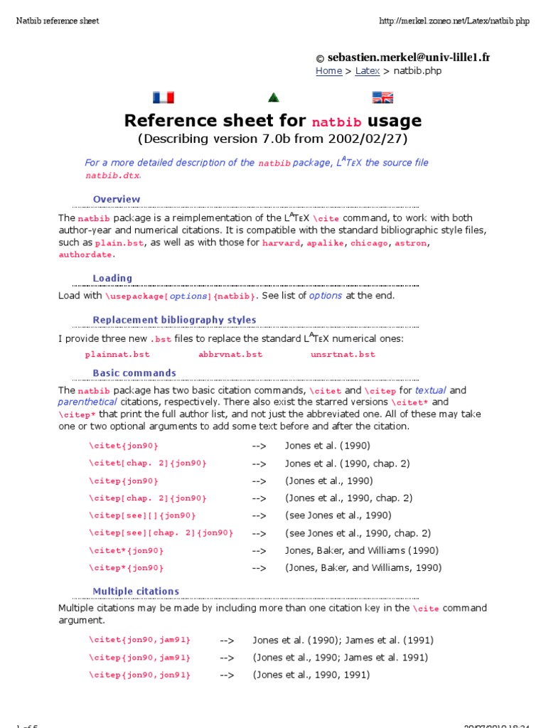 Latex Natbib Reference | PDF | Citation | Bracket