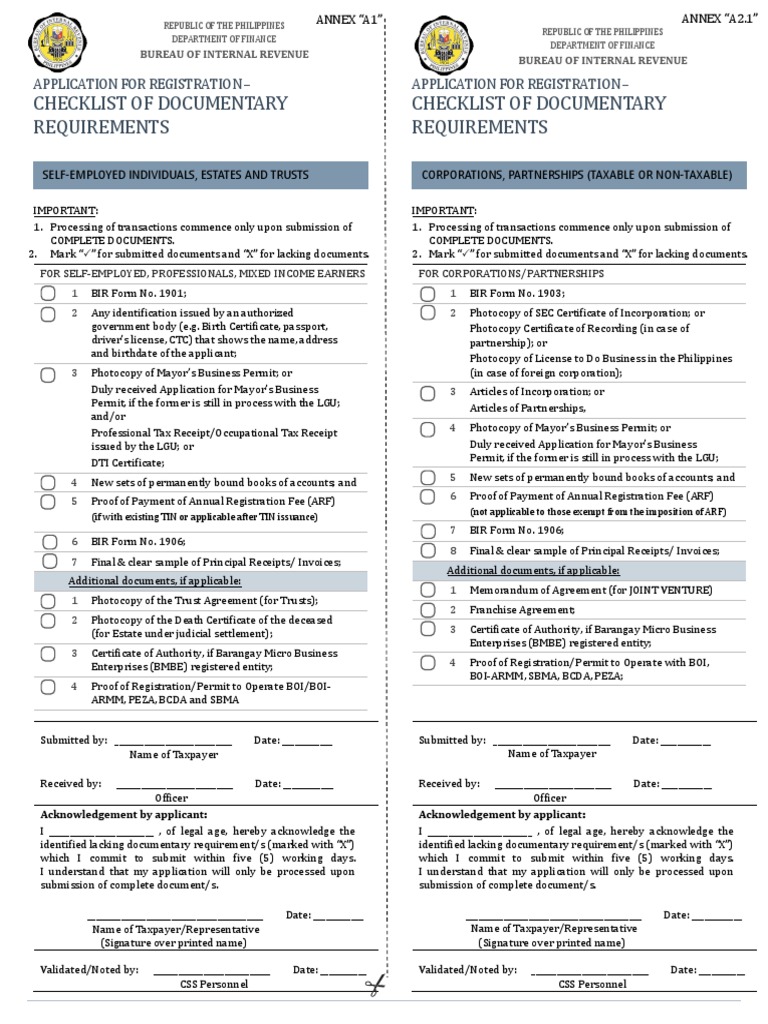 BIR Application Requirements | Download Free PDF | Birth Certificate ...