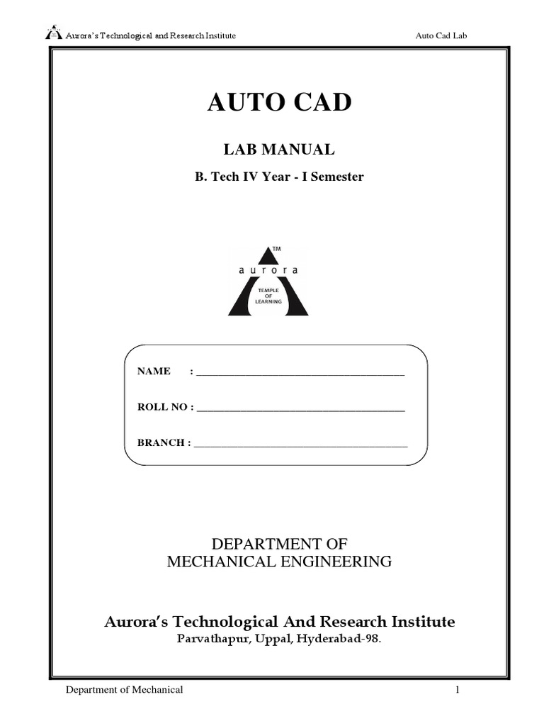 Autocad Lab Manual | PDF | Finite Element Method | Computer Aided Design
