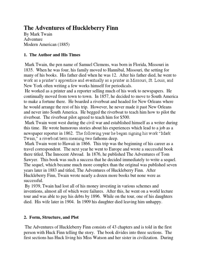 The Adventures of Huckleberry Finn | PDF | Huckleberry Finn ...