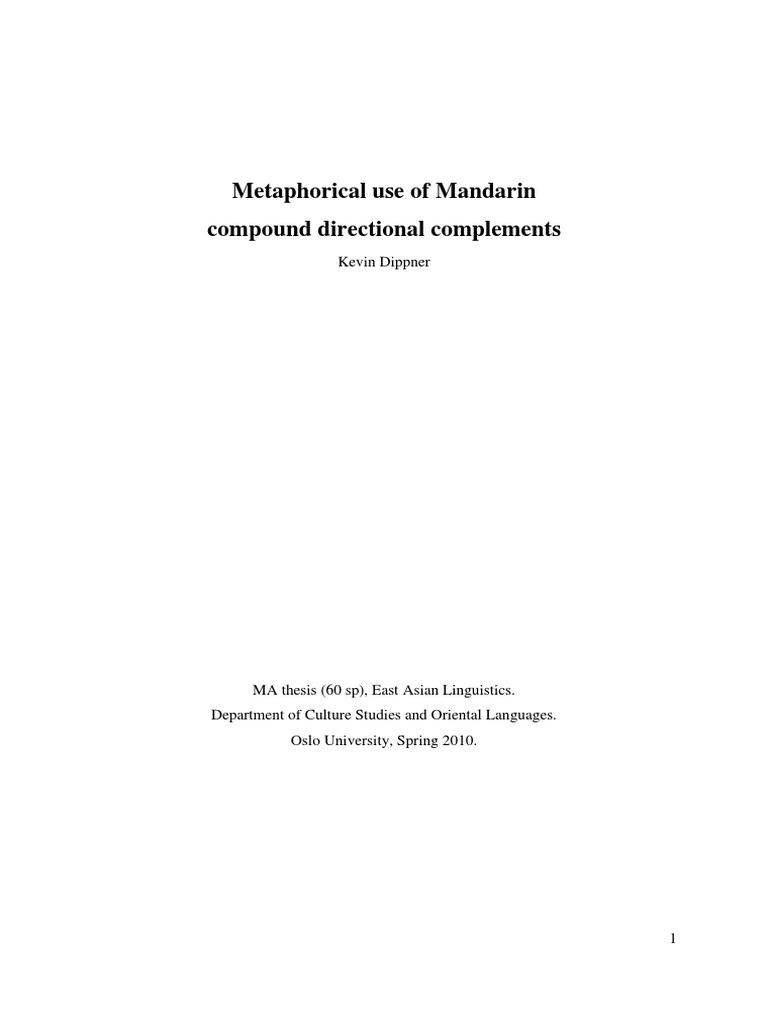 Mandarin Directional Complements Metaphors | PDF | Metaphor | Concept