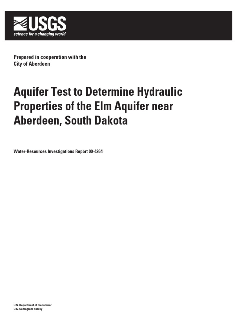 Aquifer Test To Determine Hydraulic Properties of The Elm Aquifer Near ...