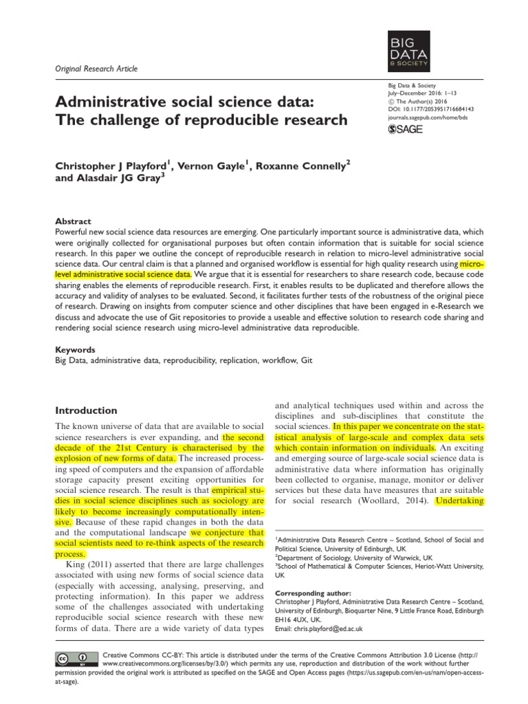 Reproducible Research with Admin Data | PDF | Social Science | Data ...