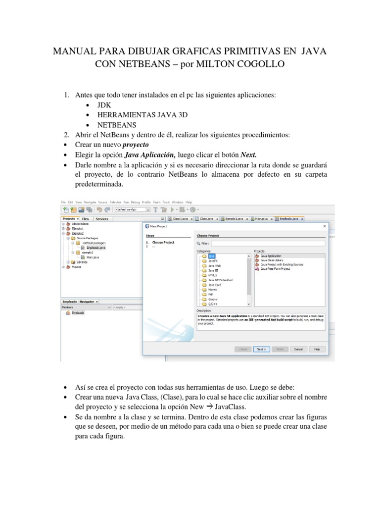 Manual para Dibujar Graficas Primitivas en Java Con Netbeans | PDF