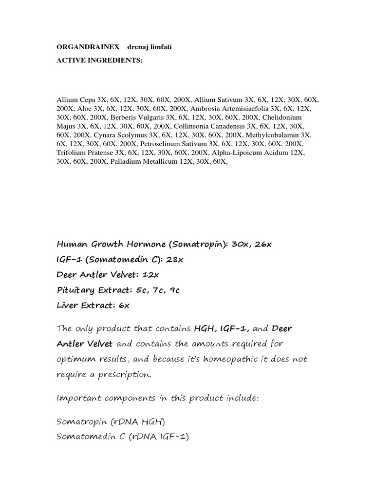 ORGANDRAINEX Drenaj Limfatic | PDF | Insulin Like Growth Factor 1 | Medical Specialties