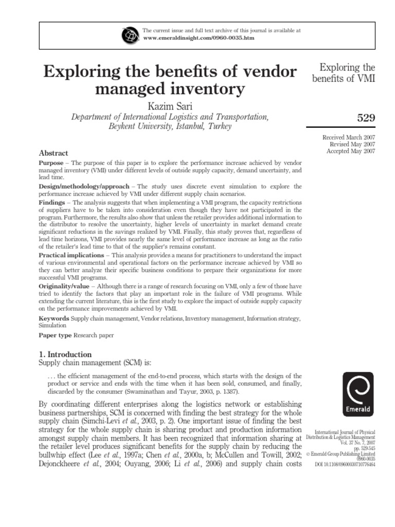 Vmi 4 Pdf Download Free Pdf Inventory Supply Chain Management