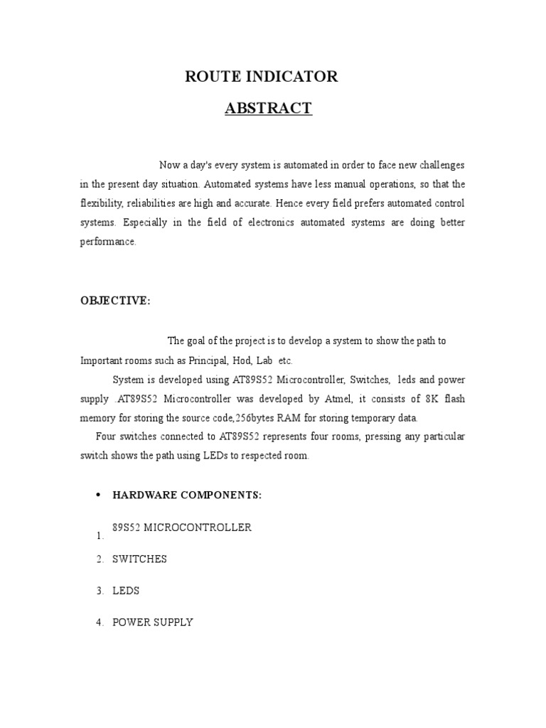 Route Indicator: Objective | PDF