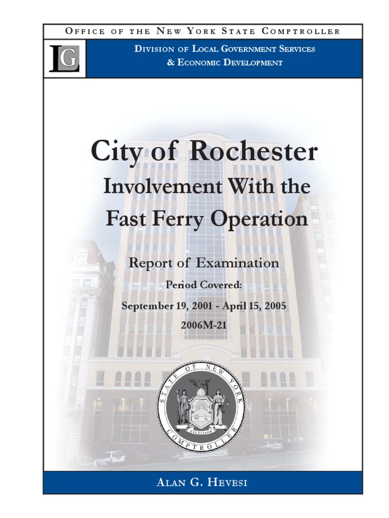 Rochester-Fast Ferry Operation Audit From The Office of The New York ...