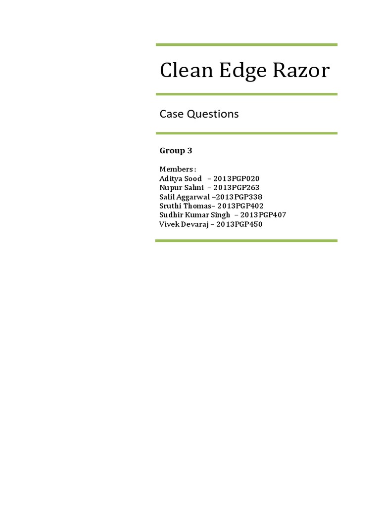 Clean Edge Razor: Case Questions | PDF | Razor | Profit (Accounting)