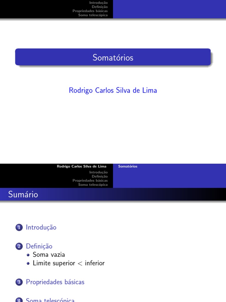 Somatorio PDF | PDF | Limite (Matemática) | Somatório