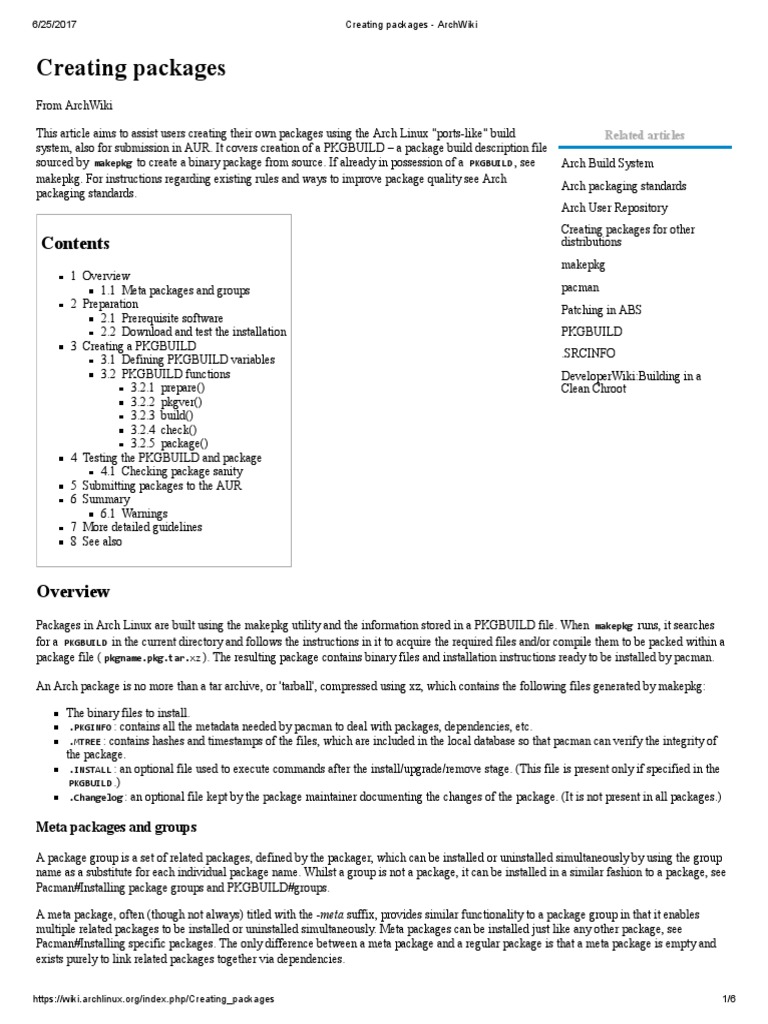 Creating Packages - ArchWiki | PDF | Utility Software | Operating ...
