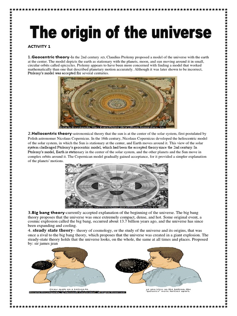 Activity 1: 1.geocentric Theory | PDF | Heliocentrism | Universe