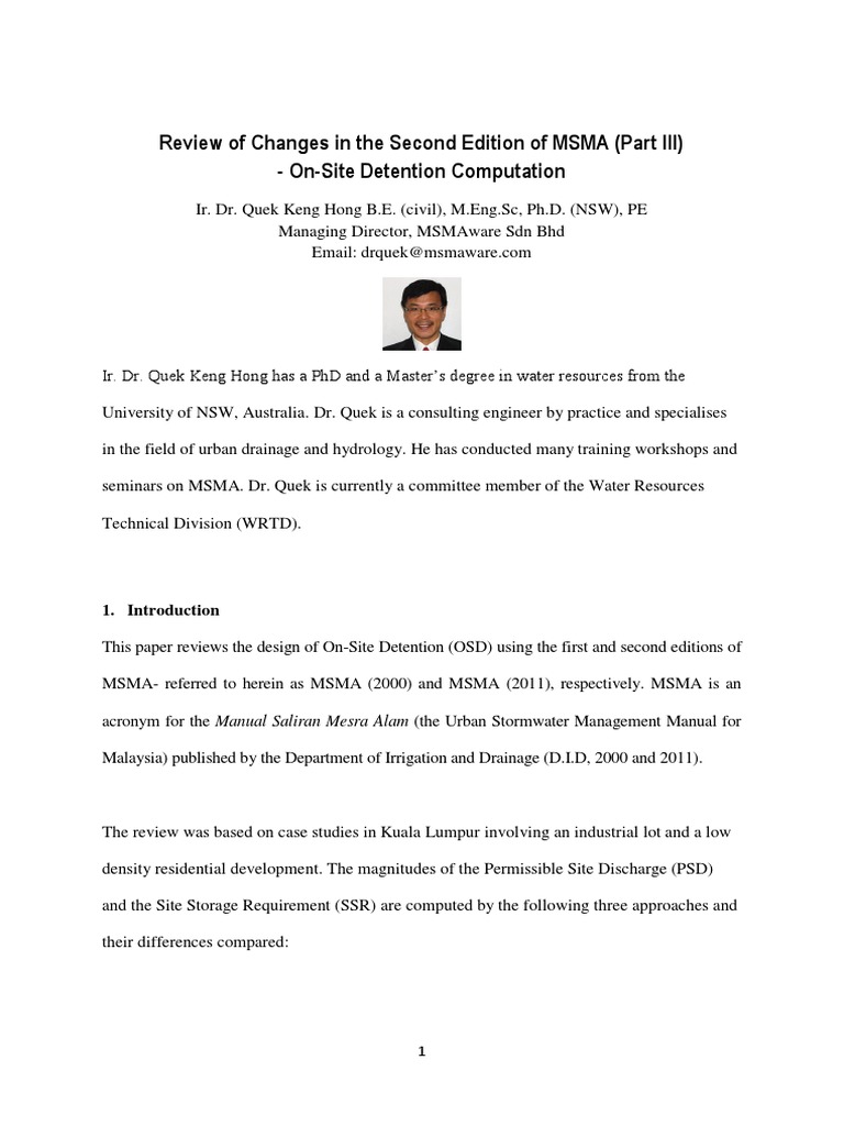 Review of Changes in OSD Computation Methods Between MSMA Editions ...