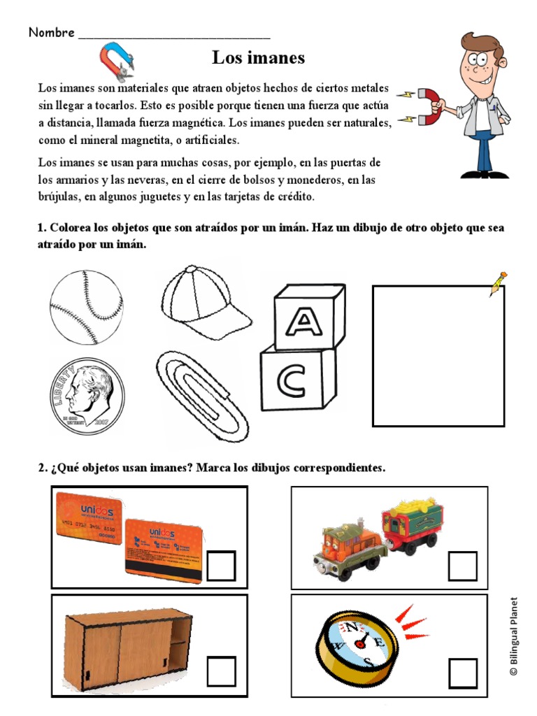 Hojas De Trabajo Sobre Magnetismo, Cuarto Grado Hojas De Ejercicios