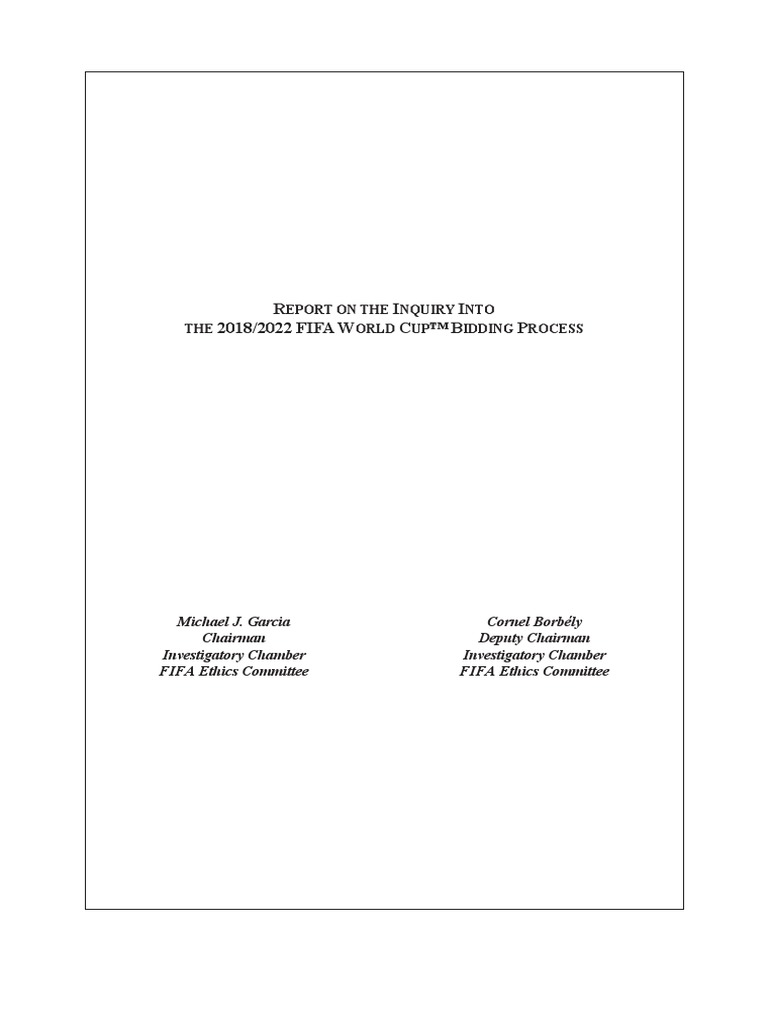 FIFA Garcia Report, Overall Report | PDF | Fifa | United States Congress